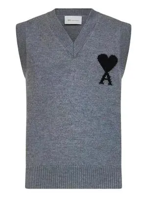 AMI Paris V-neck Sweater - Grey