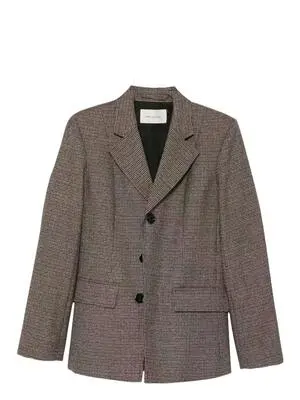 AMI Paris Check Single-breasted Coat - Brown