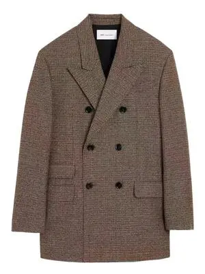 AMI Paris Check Single-breasted Coat - Brown