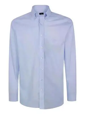Etro Pegasus-embroidered Button-down Shirt - Blue