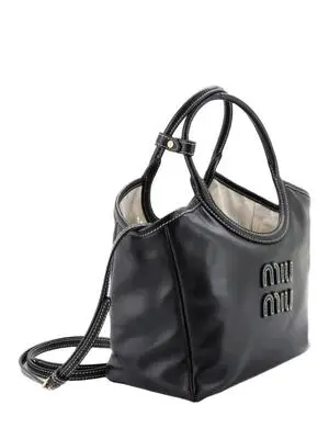 Miu Miu Ivy Tote Bag Leather Small Shoulder Bag - Black