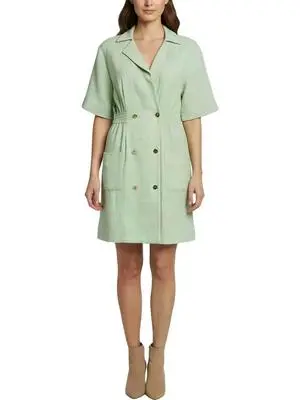 Sandro Alize Double-breasted Shirt Midi Dress - Green
