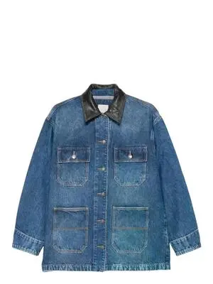 Simkhai Leather-collar Denim Jacket - Blue