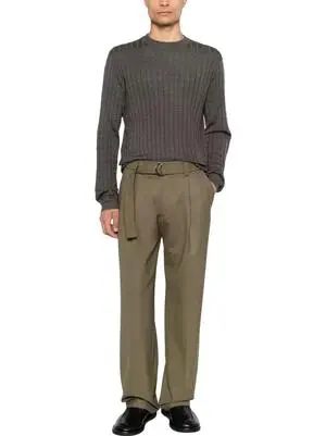 ERALDO Belted Pleated Trousers - Brown