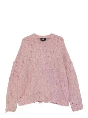 REPRESENT Distressed Cable-knit Sweater - Pink