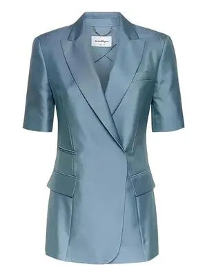 FERRAGAMO Short-sleeve Silk Jacket - Blue