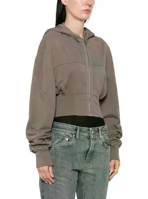 Rick Owens Cropped Zip-up Hoodie - Brown