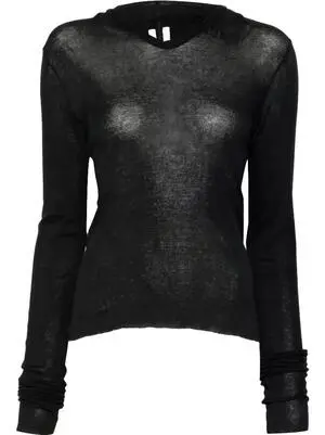 Rick Owens Long-sleeve Sheer Top - Black