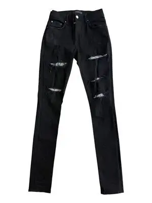 Amiri Zebra-patch Crystal-embellished Jeans - Black
