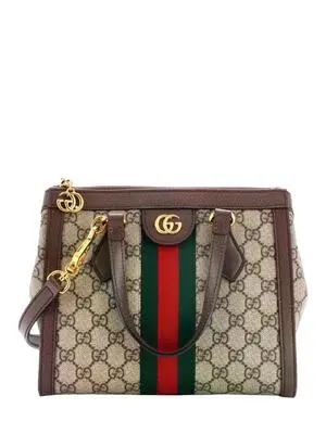 Gucci Ophidia Top Handle Gg Coated Canvas Small Tote Bag - Brown