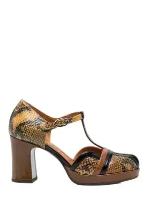 Chie Mihara Ditora Snake-effect T-bar Pumps - Brown
