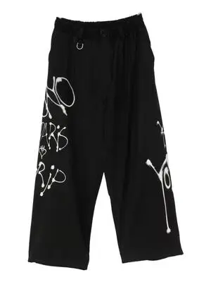 Y3 Graffiti-print Wide-leg Trousers - Black