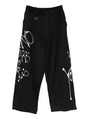 Y3 Graffiti Print Wide-leg Trousers - Black