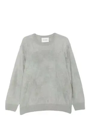 Soft Goat Crew Neck Brushed-knit Sweater - Grey