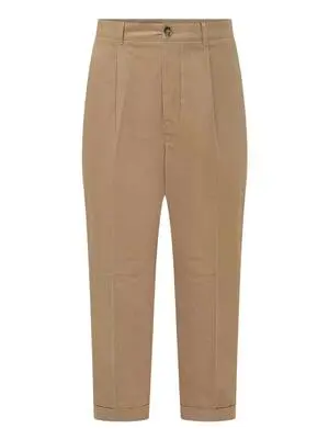 AMI Paris Pleated Turn-up Trousers - Neutrals