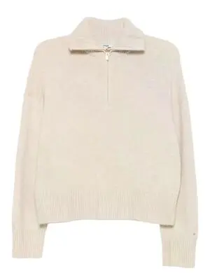 Maje Maje Quarter-Zip Collared Sweater Neutrals