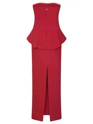 ROTATE BY BIRGER CHRISTENSEN Long Flower Strapless Maxi Dress - Red