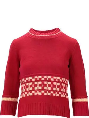 B.B. WALACE Geometric-pattern Ribbed-trim Sweater - Red