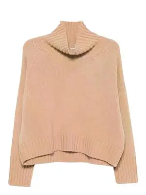 Soft Goat Roll-neck Ribbed-trim Sweater - Neutrals