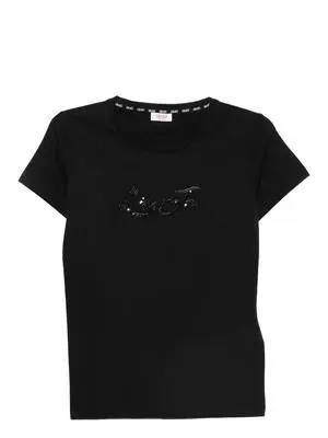 Liu Jo Sequinned-logo T-shirt - Black