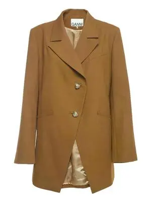 GANNI Asymmetric Single-breasted Blazer - Brown