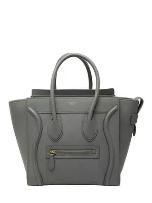 Celine 2019 Micro Calfskin Luggage Tote Handbag Grey