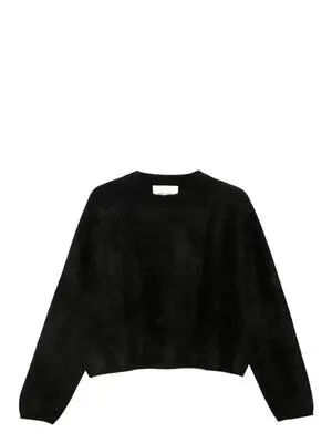 Soft Goat Fuzzy-knit Sweater - Black