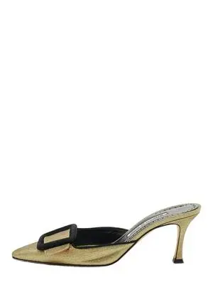 Manolo Blahnik Maysale Buckle Mules - Gold