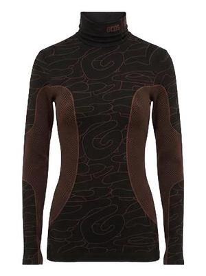 GCDS X WOLFORD GCDS X WOLFORD Two-Tone Long Sleeve Mock Neck Performance Top