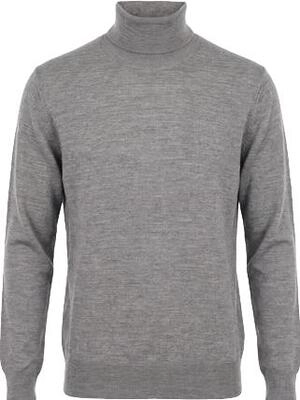 MAISON MARGIELA Turtleneck Size Acrylic, Virgin Wool, Cow Leather - Grey