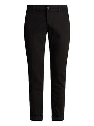 DONDUP Cotton Blend Casual Straight Leg Pants - Black