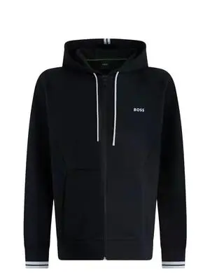 BOSS Logo-print Zip-up Hoodie - Black
