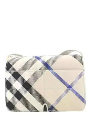 Burberry Check Jacquard Leather Cross Body Shoulder Bag - Grey