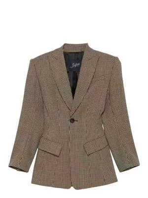 Seafarer Houndstooth-pattern Single-breasted Blazer - Brown