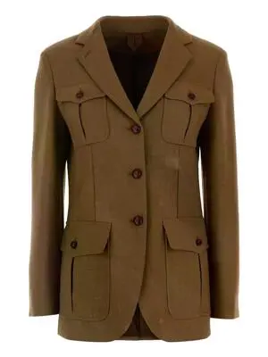Max Mara Slub Wool Blazer - Brown