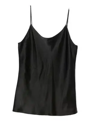Max Mara Satin Spaghetti-strap Top - Black
