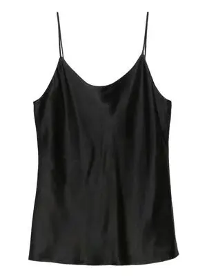 Max Mara Satin Spaghetti-strap Top - Black