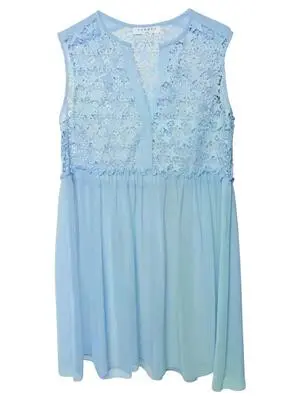 Sandro Star Lace-panel Mini Dress - Blue