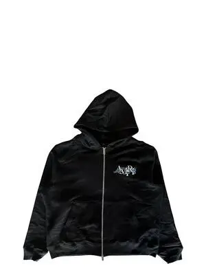 Amiri Embroidered-dragon Zip-up Hoodie - Black