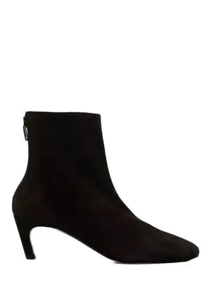 TOTEME Suede Rear-zip Ankle Boots - Black