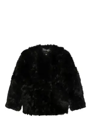 Soft Goat Shearling Coat - Black