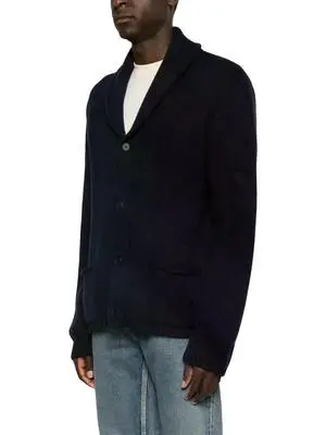 THE ROW Dor Shawl-collar Waffle-knit Cardigan - Blue