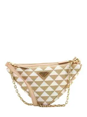 Prada Prada Double Symbole Triangle Mini Shoulder Bag Neutrals