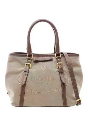 Prada 2013-2026 Canvas Canapa Logo Satchel - Neutrals