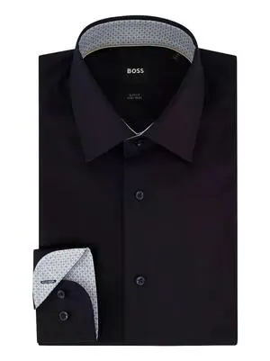 BOSS Geometric-print Lining Slim-fit Shirt - Blue