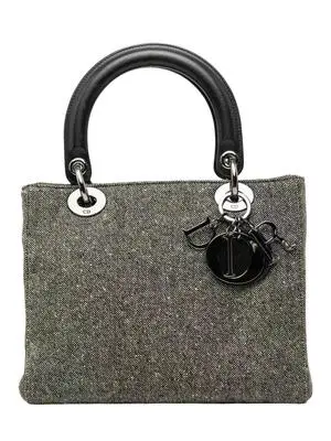 Dior 1998 Medium Tweed Lady Satchel - Grey