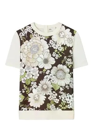 TORY BURCH Silk-front Wool Top