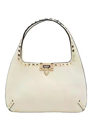 Valentino Garavani Rockstud Leather Shoulder Bag Neutrals