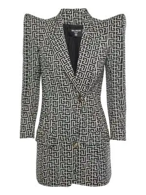 Balmain Monogram Peak-shoulder Blazer - Black