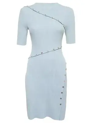Maje Asymmetrical Rib-knit Midi Dress - Blue